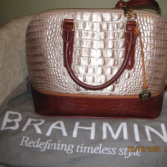 Brahmin | Bags | Brahmin Leather Two Tone Satchel | Poshmark